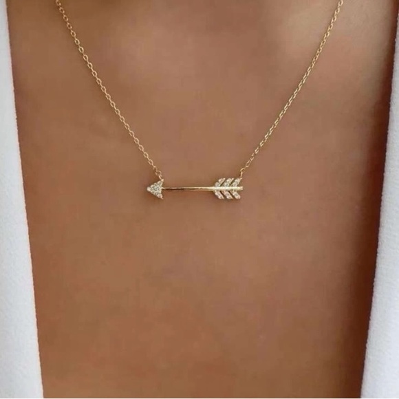 Jewelry | Gold Arrow Rhinestone Necklace | Poshmark